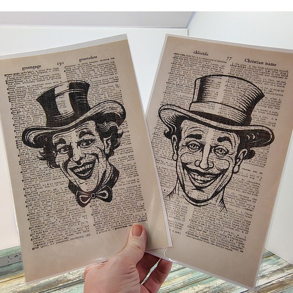 Handmade | Art | Creepy Clown Art Vintage Dictionary Page Decor Gothic ...